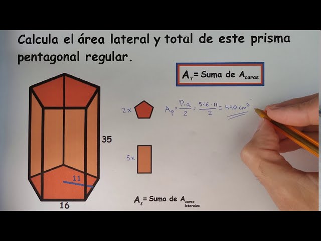 Cálculo del área de la base de un prisma pentagonal