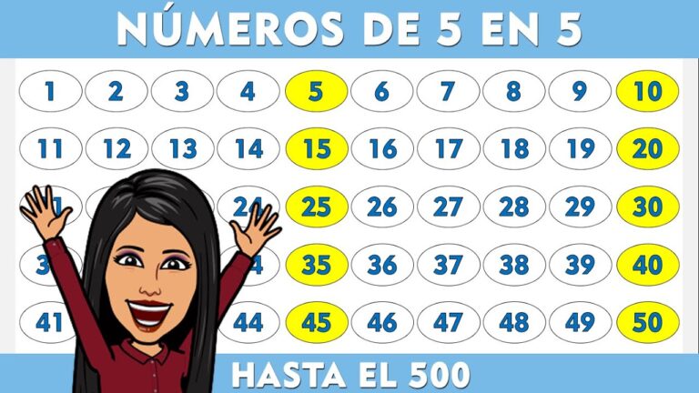 Secuencia de números de 5 en 5 hasta llegar a 500